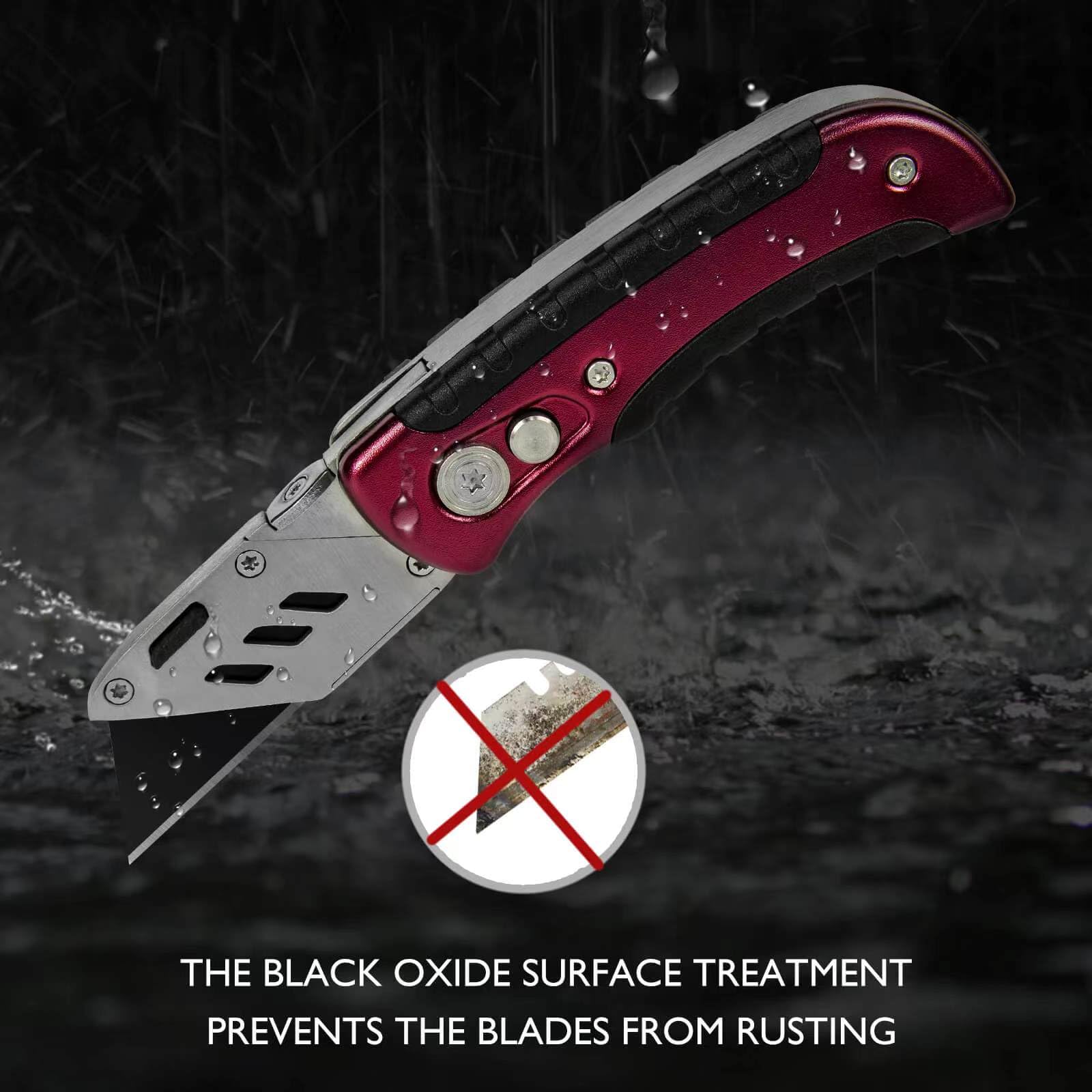 Folding Utility Knife/Box Cutter/Work Knife+5 Extra Replaceable SK5 Anti-rust Blades+ Nylon Pouch