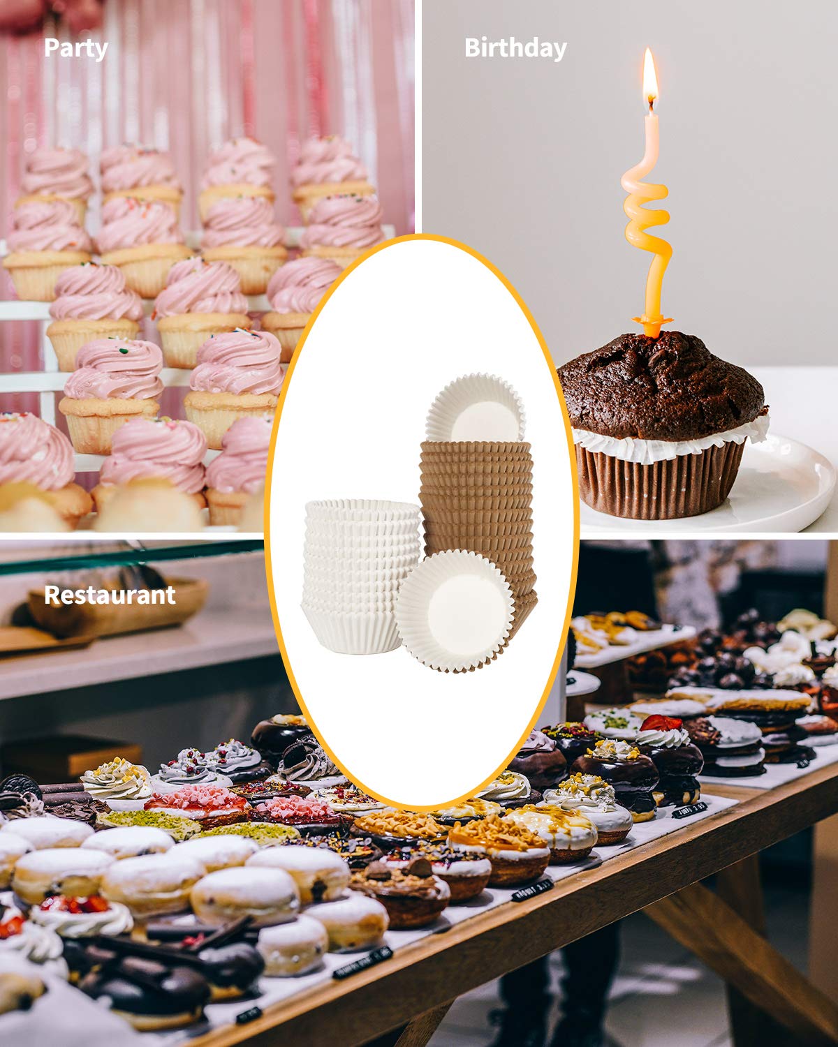 Cupcake Liners, 700 Pcs Muffin Liners, Standard Size Cupcake Wrappers of 2 Colors for Wedding and Birthday by DualFerv