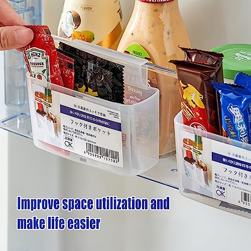 Klyuqoz Mini Fridge Accessories Pack of 6, Refrigerator Door Organizer, Condiment Organizer, Mini Hanging Storage Boxes for Home Kitchen Saucing Storage, Clear