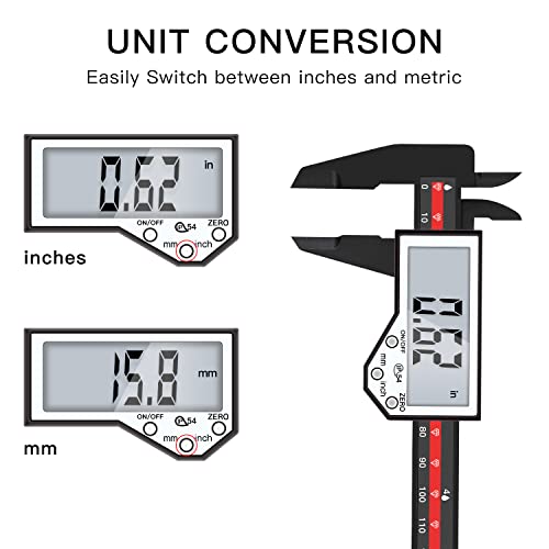 Digital Caliper, IP54 Waterproof Caliper Measuring Tool, Electronic Micrometer Vernier Caliper with Large LCD Screen, Automatic Shutdown Function, Inch and Millimeter Conversion (6 Inch /150mm)
