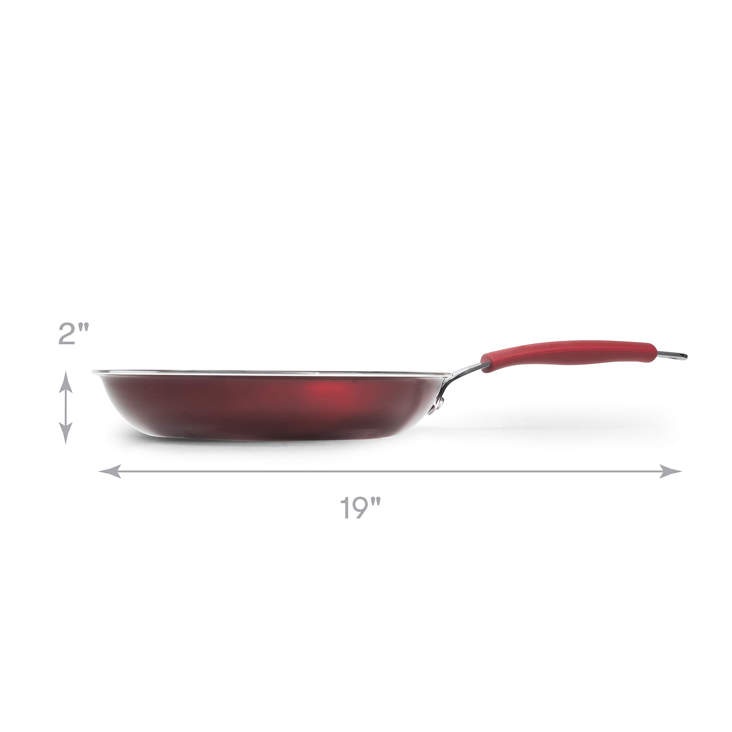Cooking Light Nonstick Ceramic Fry Pan, Dishwasher Safe, Scratch Resistant, Easy Food Release Interior, Cool Touch Handle and Even Heating Base, 11-Inch Fry Pan, Red