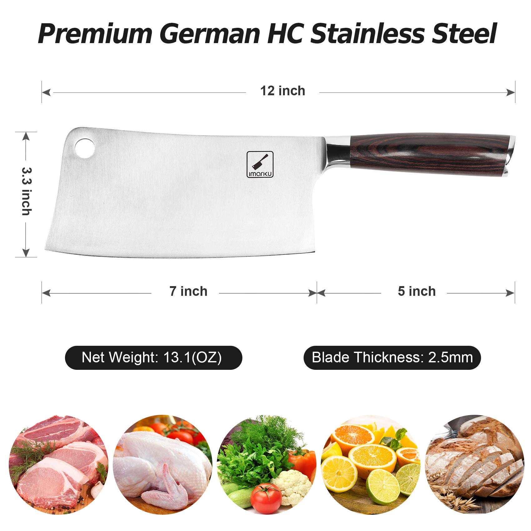 imarku 7 Inch Meat Cleaver & 16-Piece Kitchen Knife Set with Block