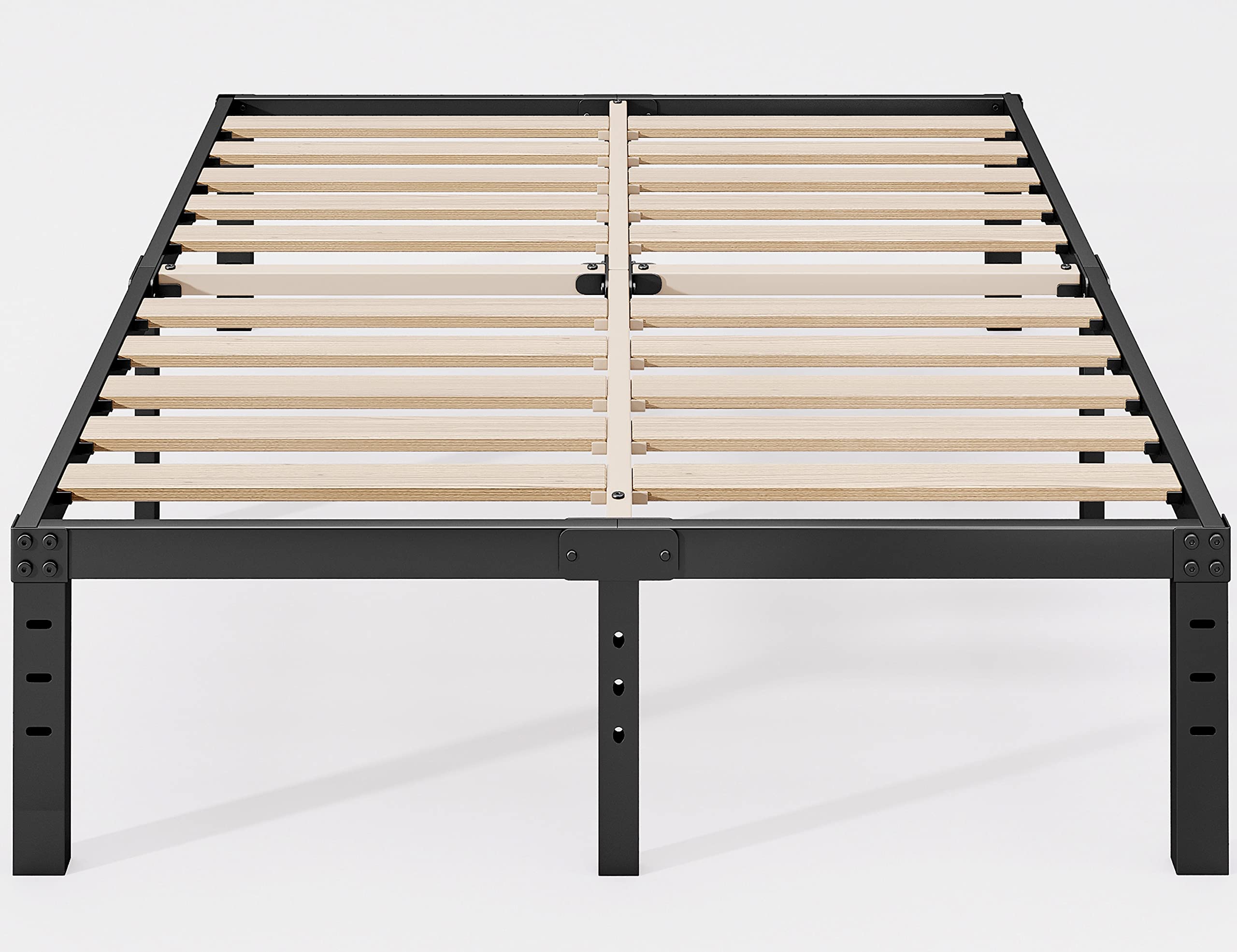 Breezehome 18" Full Metal Bed Frame with Sturdy Wood Slats No Box Spring Needed, Durable Heavy Duty Platform Bed Frame Full Size, Underneath Storage, Easy Assembly, Noise Free, Black