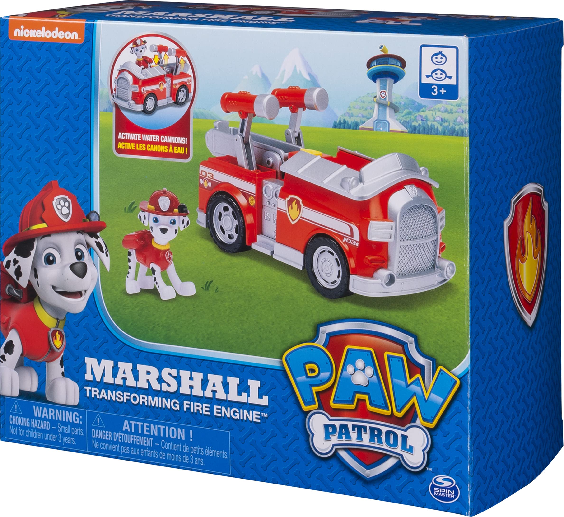 Paw Patrol Marshall's Transforming Fire Truck with Pop-Out Water Cannons, for Ages 3 and Up