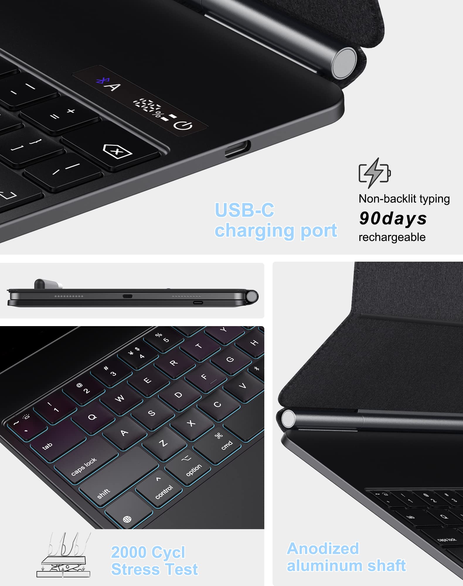 DBFNIA Magnetic Keyboard Case Compatible with iPad Pro 12.9 6th Generation 2022, [Smart Wake-up][Sensitive Touch] Wireless Keyboard Touchpad Cover with Pen Holder for iPad Pro 12.9 5/4 Gen, White