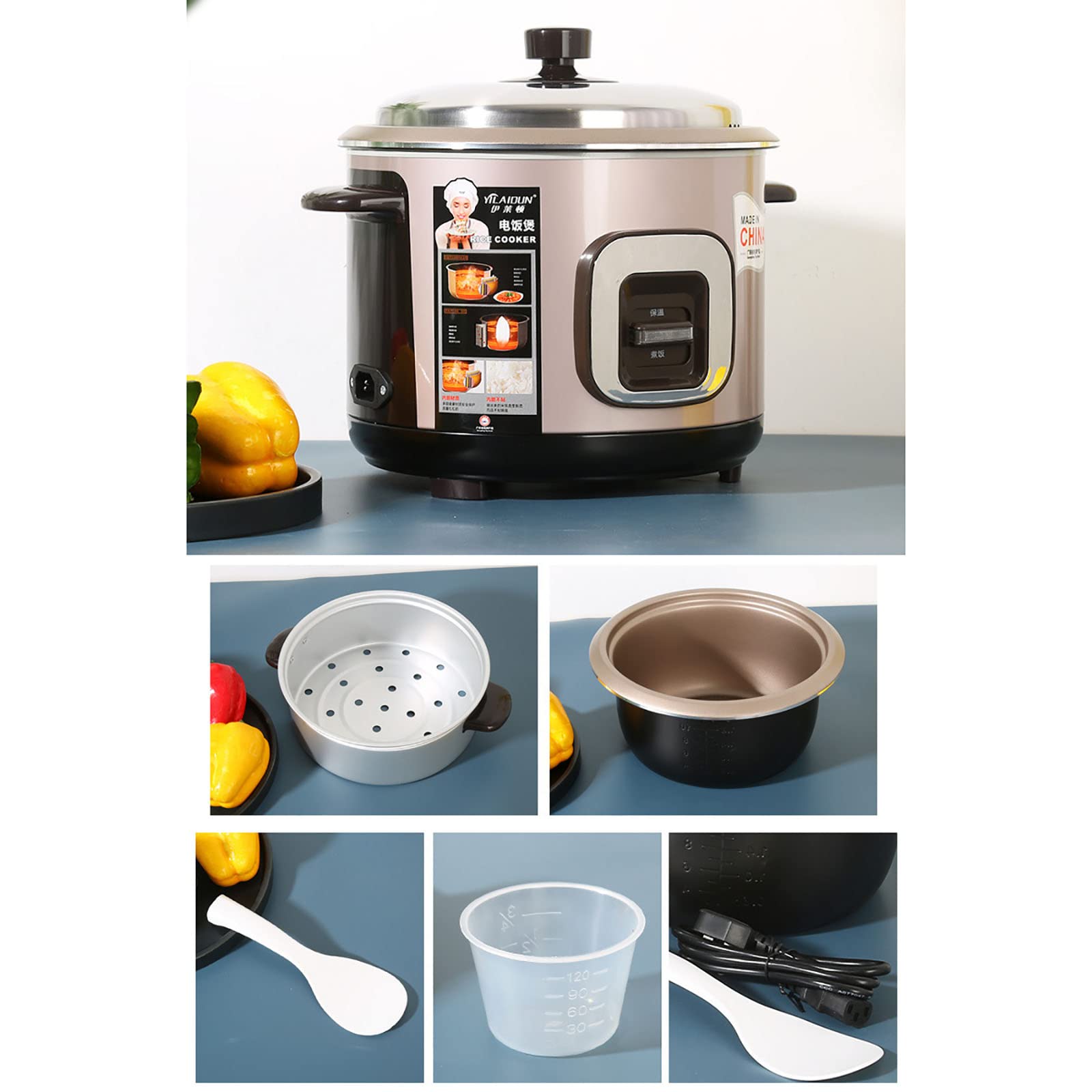 BJHYN Multi Functional Rice Cooker Slow Cooker, Steamer & Warmer One Touch Cooking and Auto Keep Warm Feature Nonstick Pot Stainless Steel