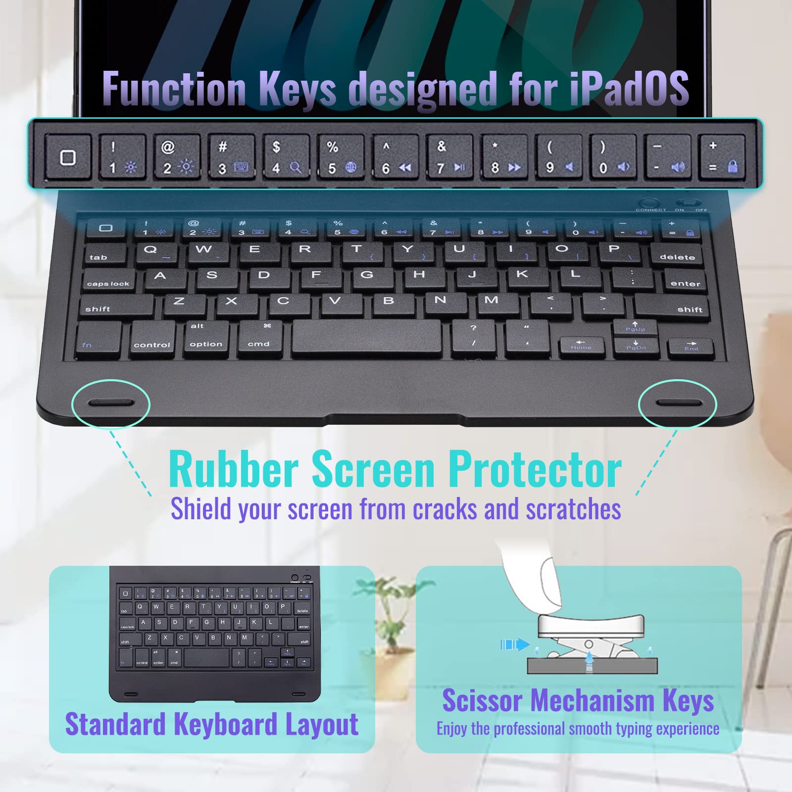 IXTRA iPad Mini 6 Case with Keyboard 2021, 135° Adjustable Laptop Case for iPad 8.3 inch 6th Generation, Wireless Bluetooth Keyboard Case, Apple Accessories, Hard Protective Cover Black