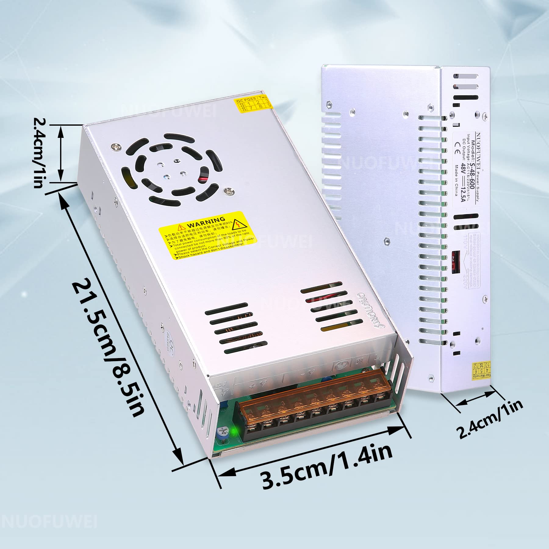 DC 48V 12.5A 600W Switching Power Supply Adapter 110V AC to 48V DC Converter Power Supply Transformer for 48Volt Drive Sensor System Lamp Meter Controller Servos Electric Motor and More 48V Device