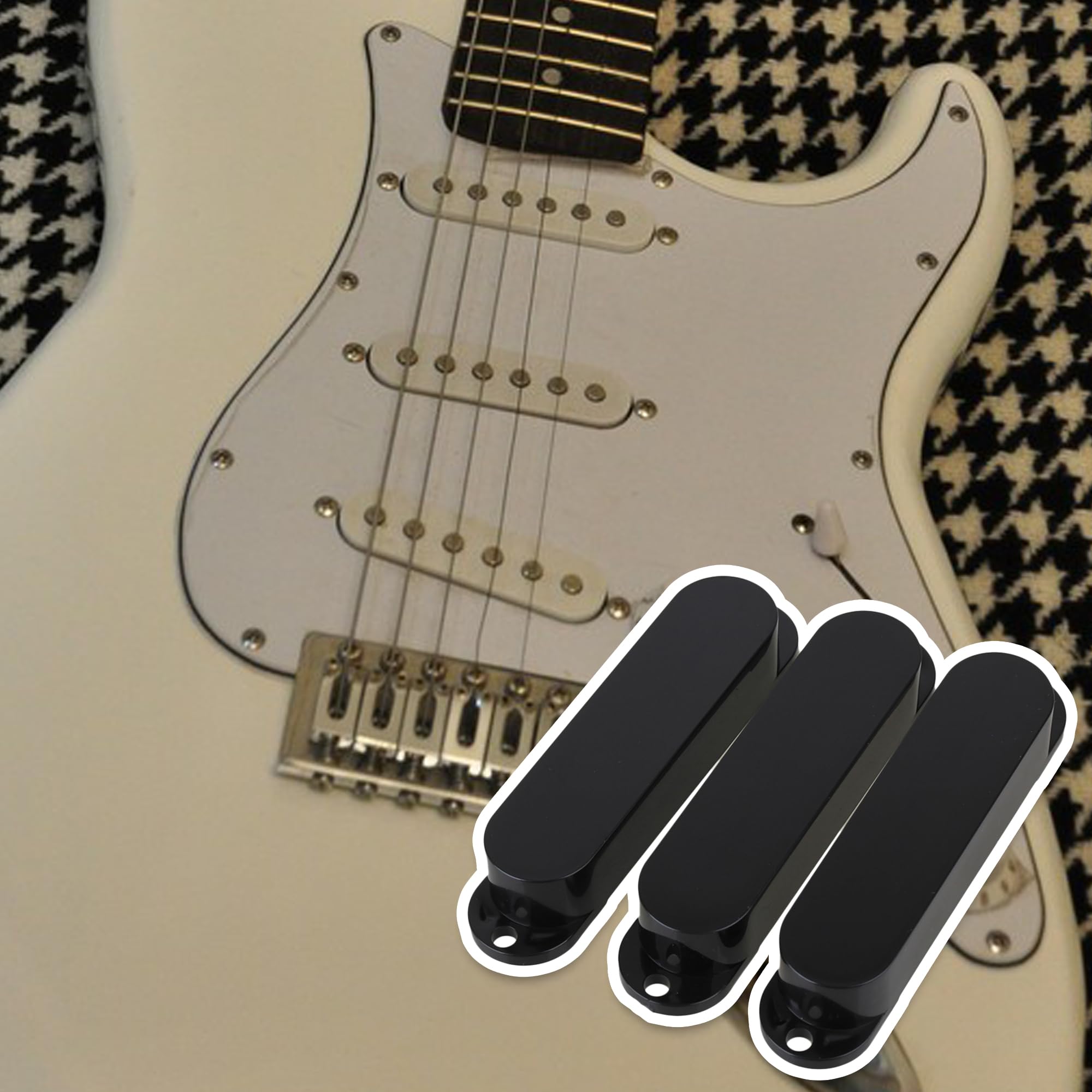 Lovermusic 82mm Black Plastic Closed Shell Electric Guitar Single Coil Pickup Covers Pack of 3
