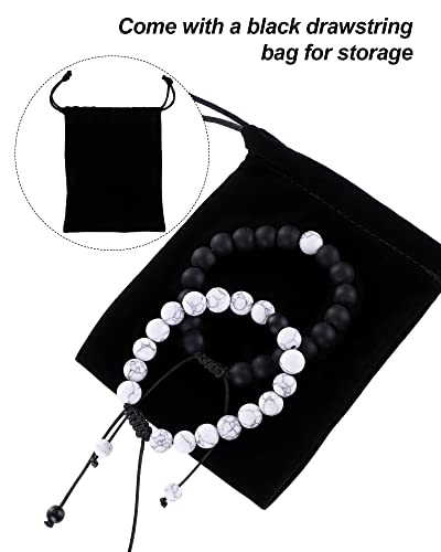 Howlite Black Matte Agate Couples Distance Energy Beads Bracelet For Valentine's Day Gift
