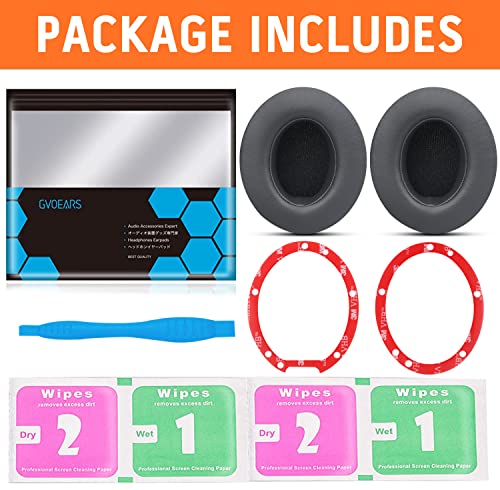 GVOEARS Replacement Ear Pads for Beats Studio 3, Ear Cushions for Beats Studio 2&Studio 3 Wired & Wireless Not Fit Beats Solo On-Ear Headphone with Stronger 3M Adhesive Tape Thicker Memory Foam(Grey)