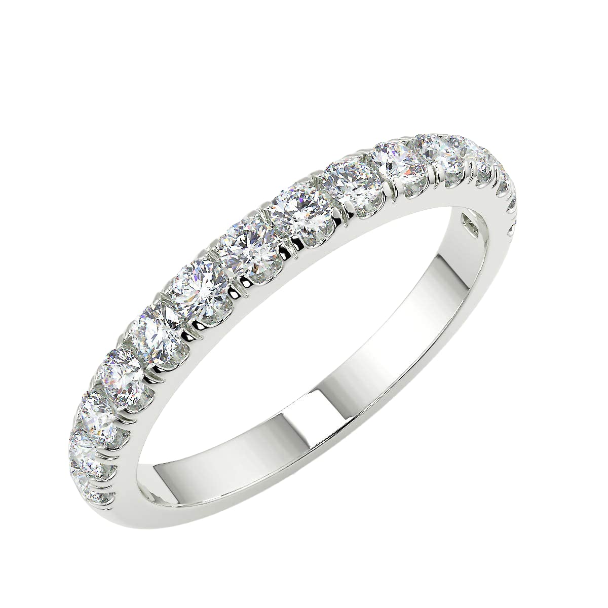 Natual 14K White Gold Round Diamond Ring for Women Ladies Eternity Wedding Anniversary Stackable Ring Band Value Collection 1/2 Carat (ctw) (Color H-I, Clarity Si2-I1) Luxury Collection. Natural Real Mined Diamonds