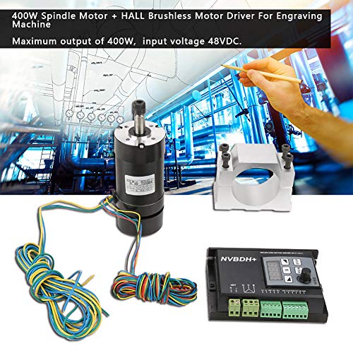 DC Brushless Spindle Motors, 3 Regulation Modes PWM Control 48V Power Input Maximum 400W Motor Driver Hall Kit for Engraving Machine