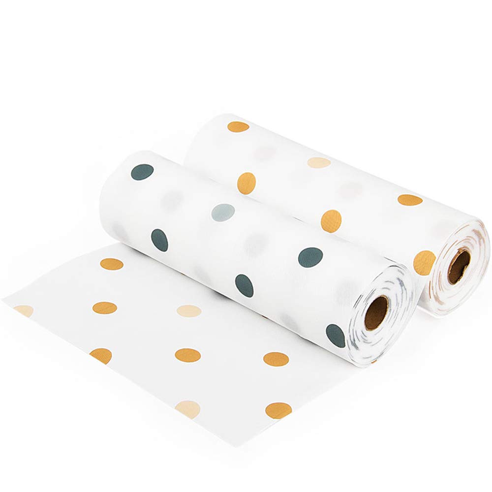 Decorative Cute Polka Dots Non-Adhesive Shelf Liner for Refrigerator Drawer Kitchen Cabinets Pantry Cupboard Closet, 11.8X196 Inches