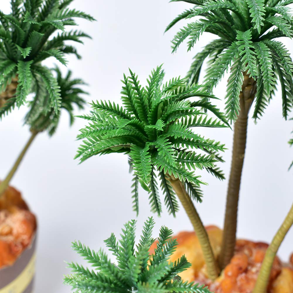 HUIANER Palm Tree Model Trees, Miniature Palm Trees Mixed 5 Size Fake Plastic Trees with No Stands for DIY Scenery Landscape Cake Decoration(18PCS 3.1" - 6.3")