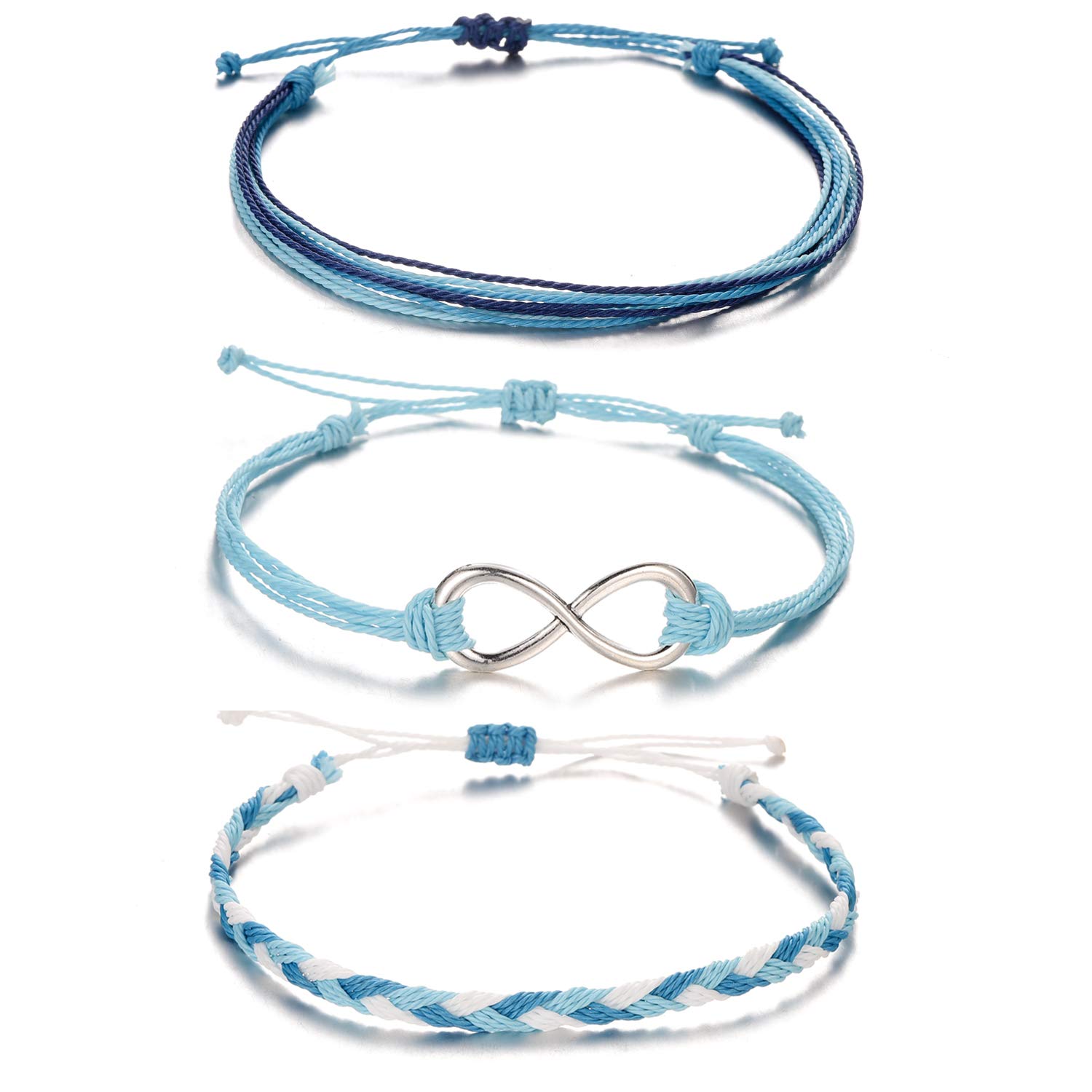 Softones VSCO String Wave Bracelets for Women Handmade Colorful Waterproof Adjustable Braided Beach Bracelet Set for Women