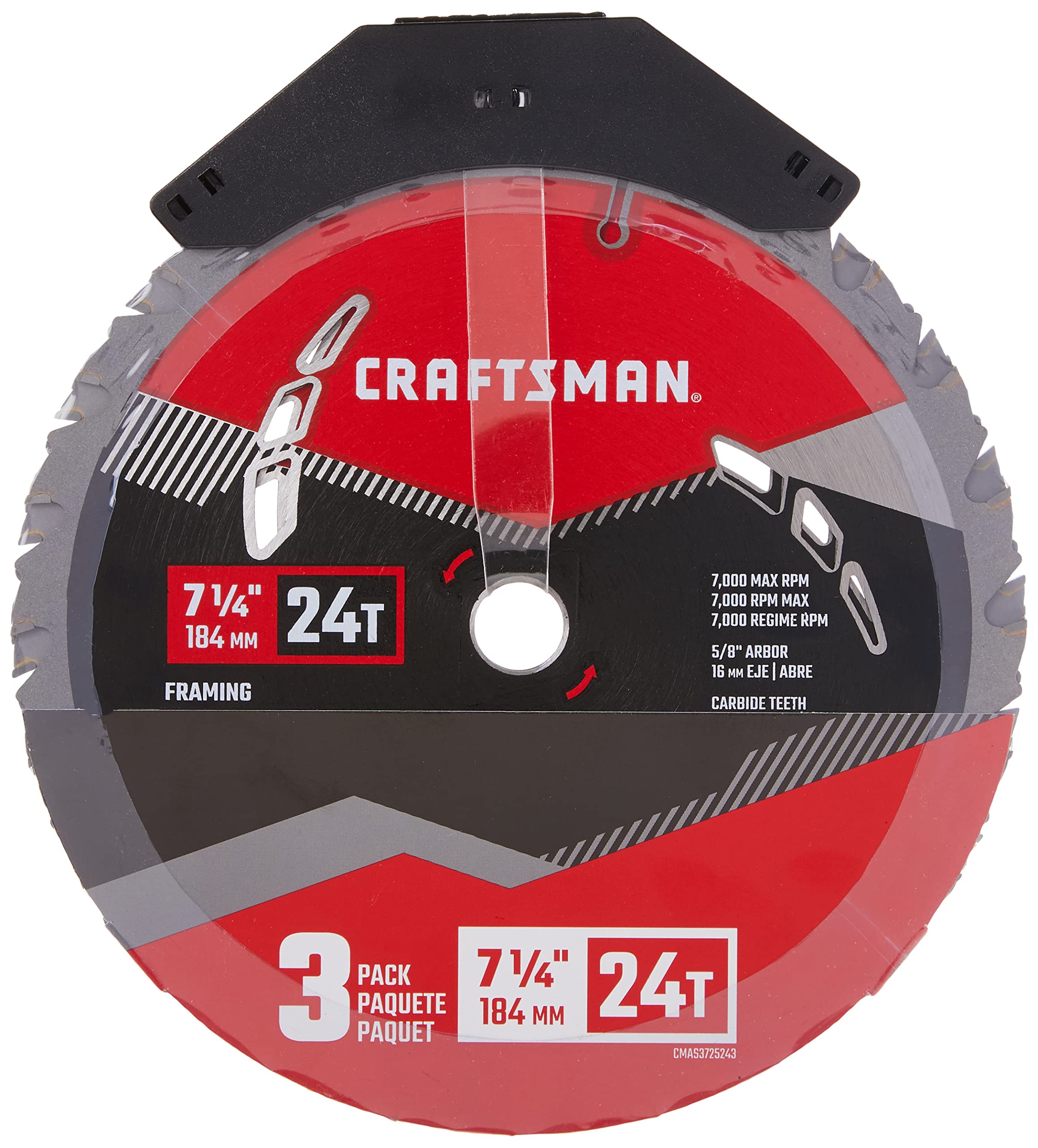CRAFTSMAN CMAS3725243 3 Pack 7-1/4-In 24-Tooth Carbide Circular Saw Blade