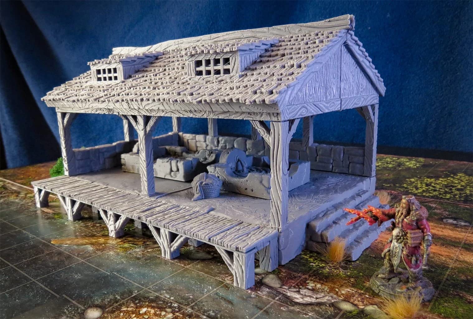 Washhouse and Woodcutter 28mm Scale Building for Medieval and Fantasy Village, DND Terrain 28mm for Dungeons and Dragons, D&D, Pathfinder, RPG, Age of Sigmar, Tabletop
