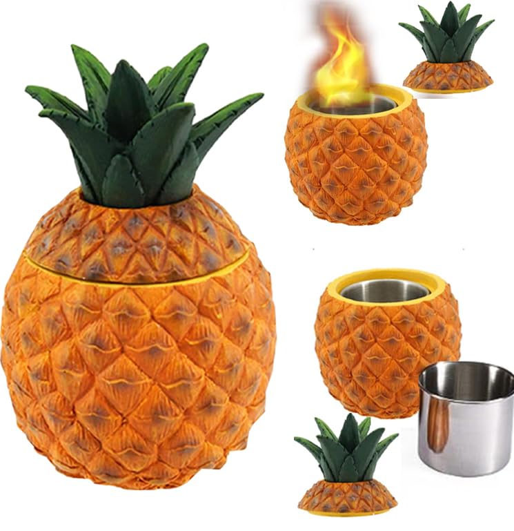 Koncenttop Tabletop Fire Pit Indoor, Tabletop Fireplace Concrete, Pineapple Shape Small Fire Bowl, Portable Tabletop Fire Pit