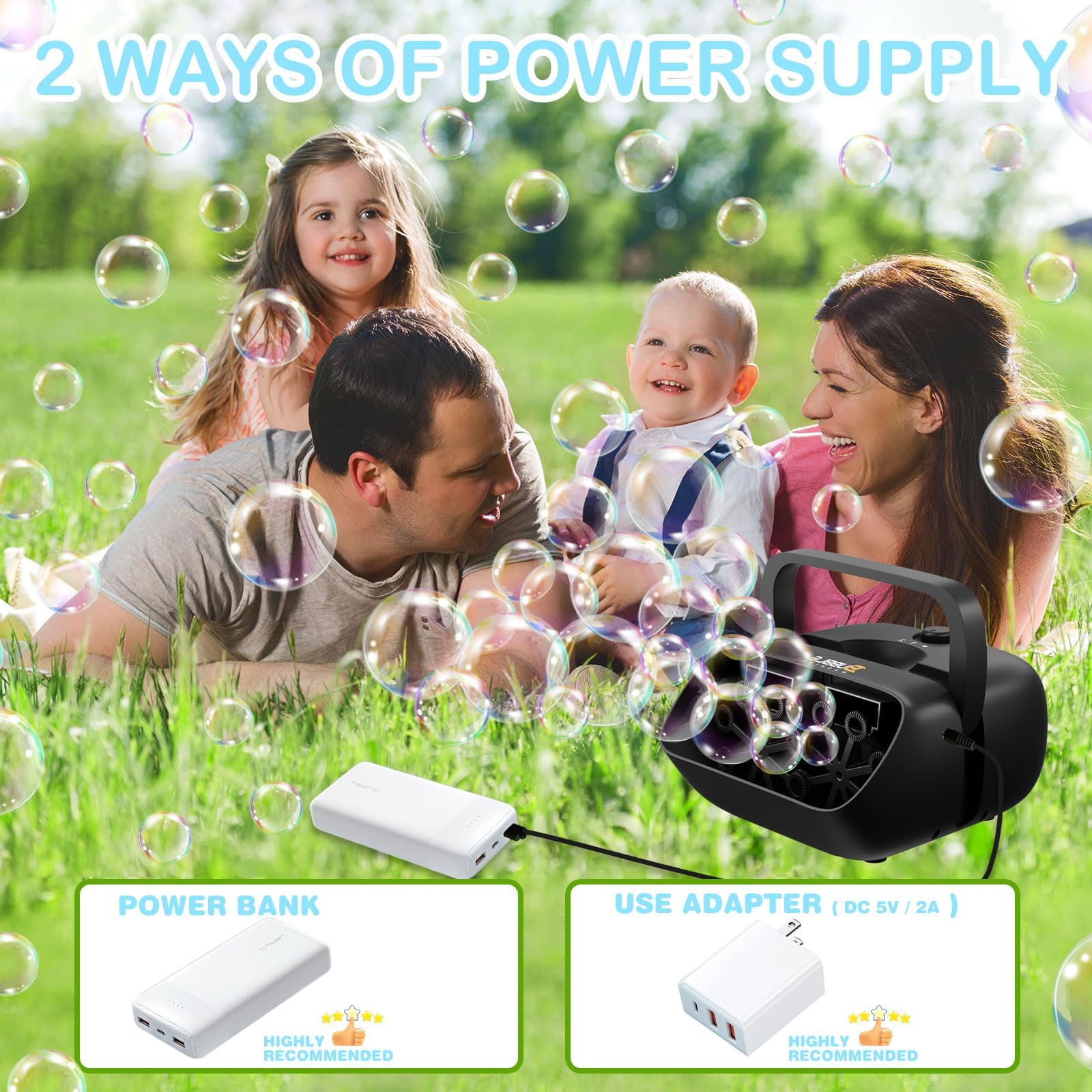 Bubble Machine, for Kids Age 3+ Gifts | 18000+ Big Bubbles Per Minute, with 2 Speed, Plug-in or Battery Powered
