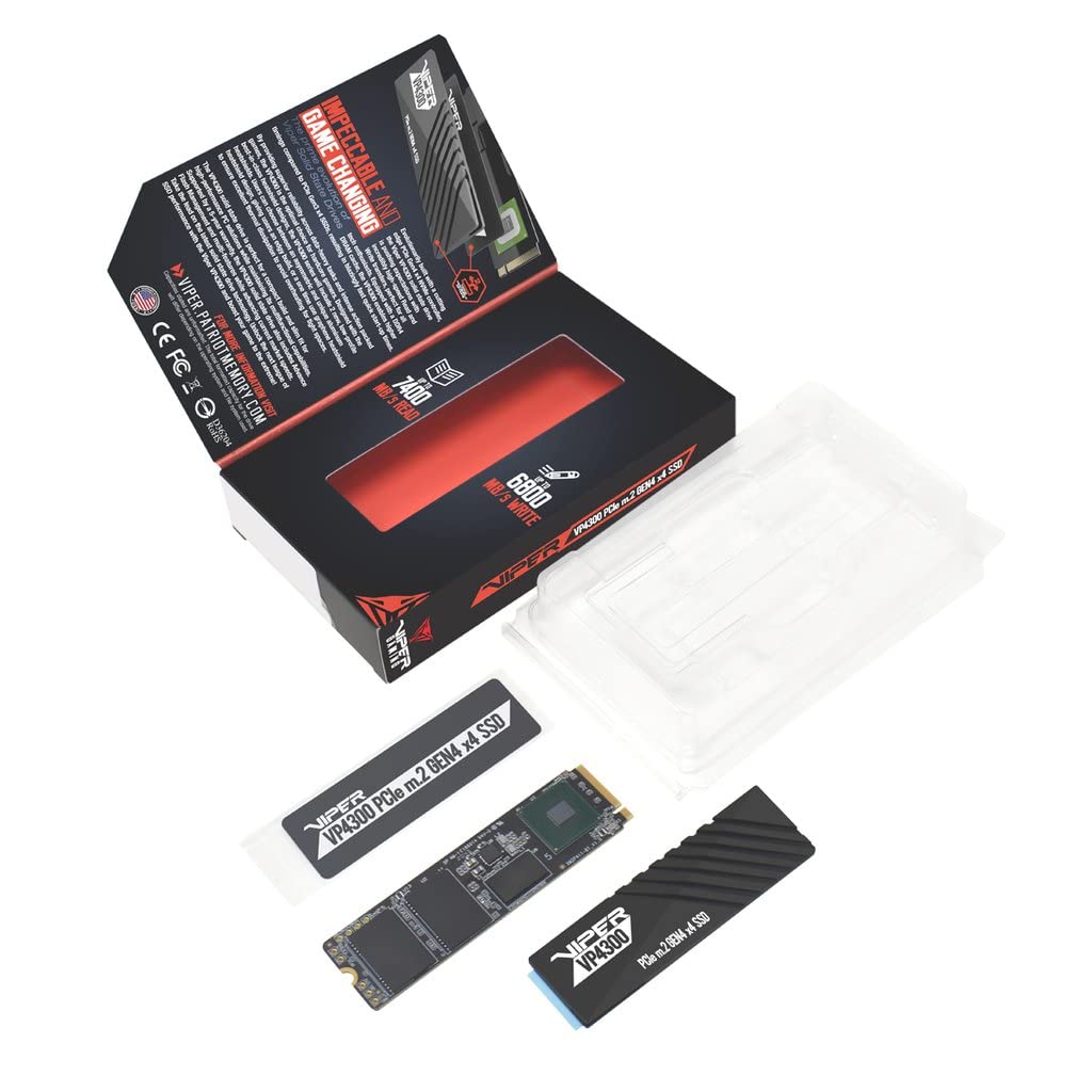 Patriot Viper VP4300 1TB Internal SSD W/HS - NVMe PCIe Gen 4x4 - M.2 2280 - Solid State Drive - VP4300-1TBM28H