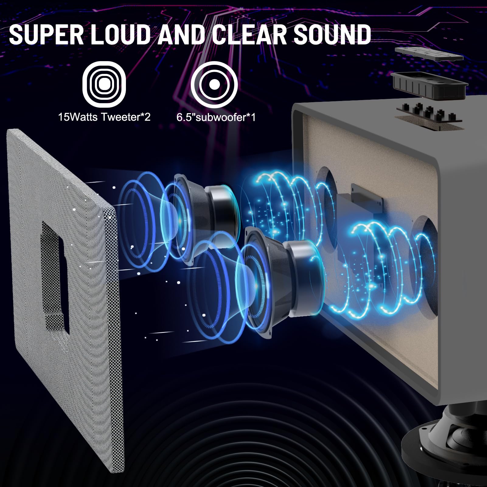RHM K222 Karaoke Machine, with 2 Wireless Microphones & 5 Music Modes, Support Optical/Bluetooth/AUX/USB/PC, Wooden Bluetooth Speaker for TV/Home/Meeting/Karaoke/Party, Great for Music Lovers