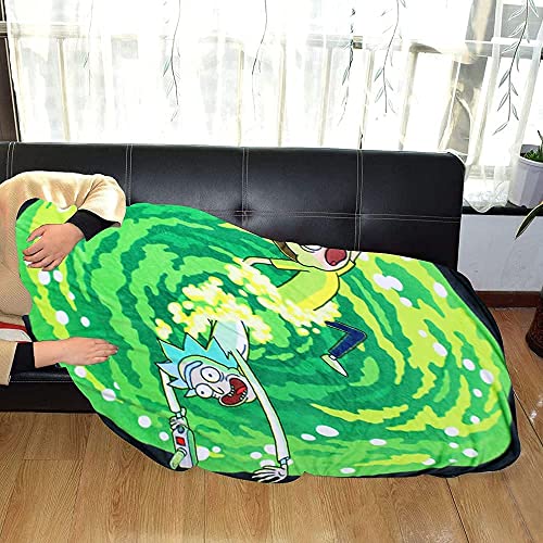 JUST FUNKY Rick and Morty Rounded Portal Blanket | 48 x 48 inches Blanket | Home Deco | Collective | Bed and Sofa Blanket | Anime Blanket | Official Licensed