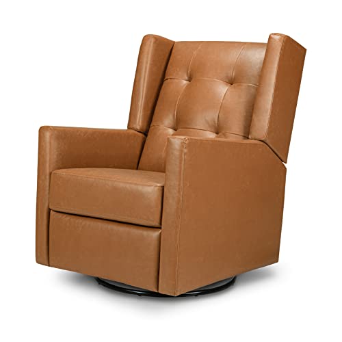 DaVinci Maddox Recliner and Swivel Glider in Vegan Tan Leather, Greenguard Gold & CertiPUR-US Certified