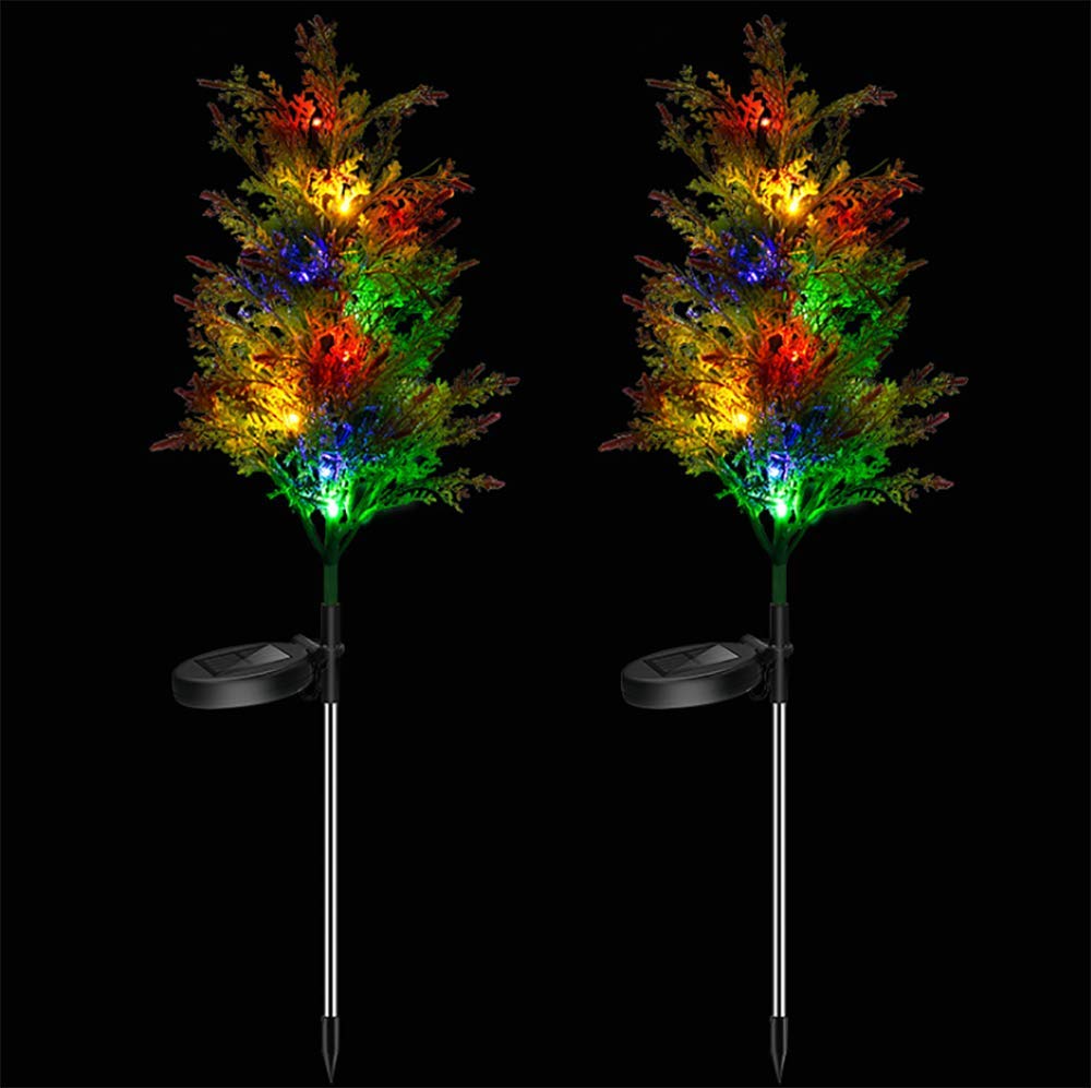 Solar Garden Lights Pine Shape Decorative Light LED Lamp Waterproof Solar Led Lights Outdoor Lighting Christmas Tree Decoration Light for Decorative Home Garden 2PCS