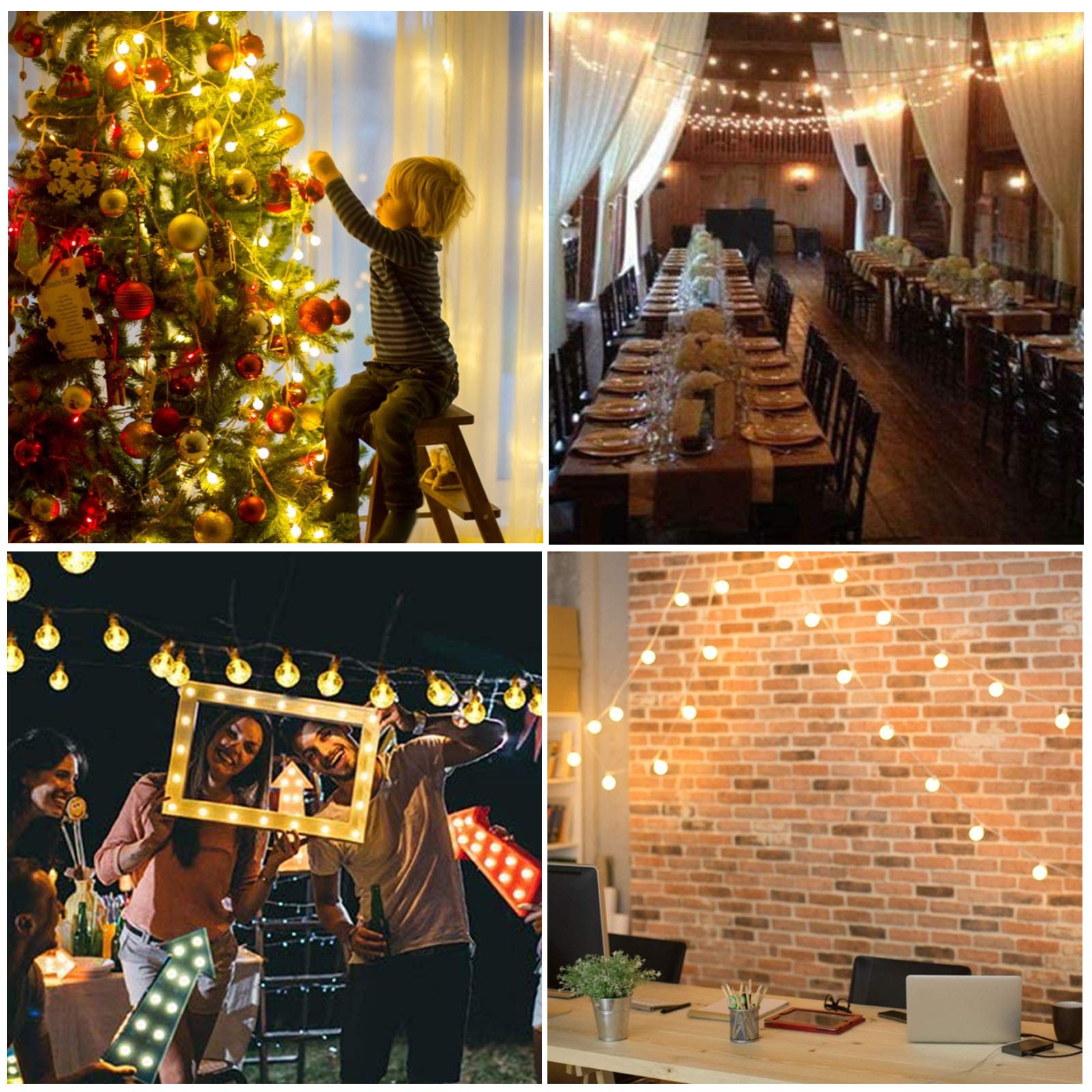 Solar Globe String Light 100 LED 39FT Outdoor Patio Lights , Waterproof & 8 Modes for Christmas,Halloween,Yard Party, Garden,Wedding,Home (Warm Yellow)