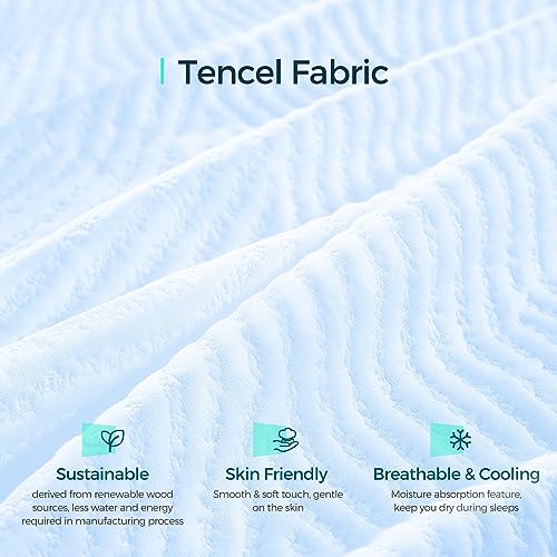 LINSY LIVING Queen Mattress Topper, 3 Inches Dual Layer Firm Memory Foam for Pressure Relief, Removable and Washable Tencel™ Cover, Adjustable Straps, CertiPUR-US Certified, Oeko-TEX, Queen Size