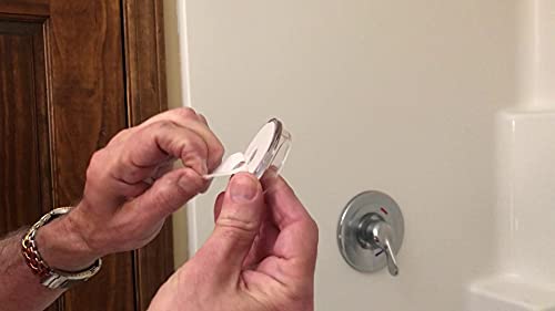 PAW International Stick to Stay Shower Curtain Rod Support Holder Retainer | 3M VHB Adhesive (Best!!) | Waterproof | No Drilling | Stick On | Crystal Clear | 2 Pack | Max Load 60 lbs - Max 1-1/2" Rod