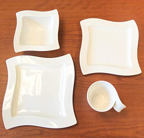 Villeroy & Boch New Wave 4-Piece Place Setting Dinner, Salad Plate, Bowl, and Mug β Premium Porcelain, Set of (Variable), Dinnerware