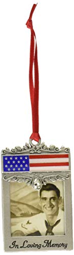 Cathedral Art Patriotic Picture Photo Frame Memorial Ornament, Silver, 1-3/4"