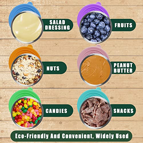Jeadiuwe Salad Dressing Container To Go 6 x 1.7 oz Set,Reusable Small Stainless Steel Condiments Containers with the silicone Lids,Reusable Leakproof Sauce Containers for Lunch Box Leak Proof