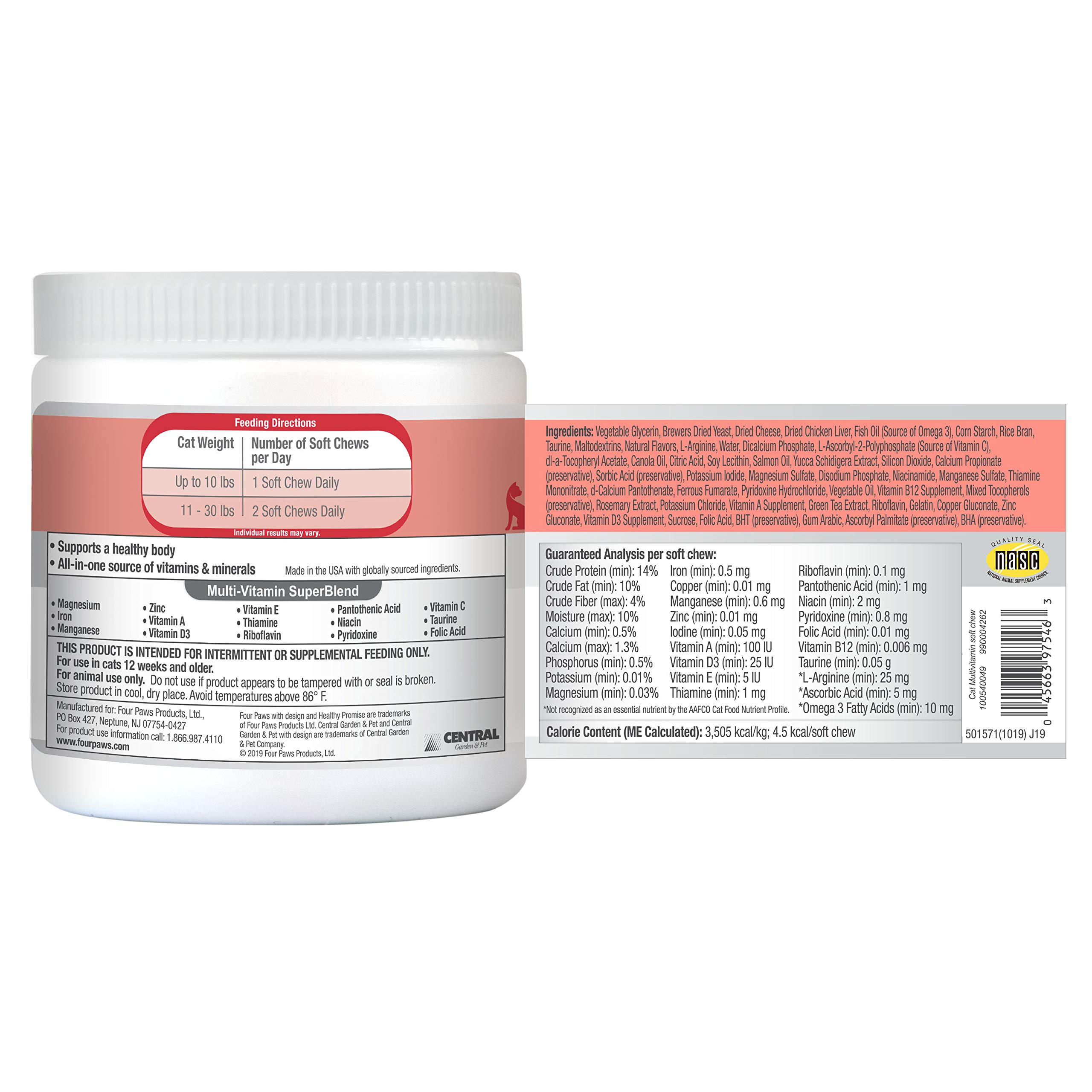 Four Paws Healthy Promise Cat Multivitamin Soft Chews 120 Count