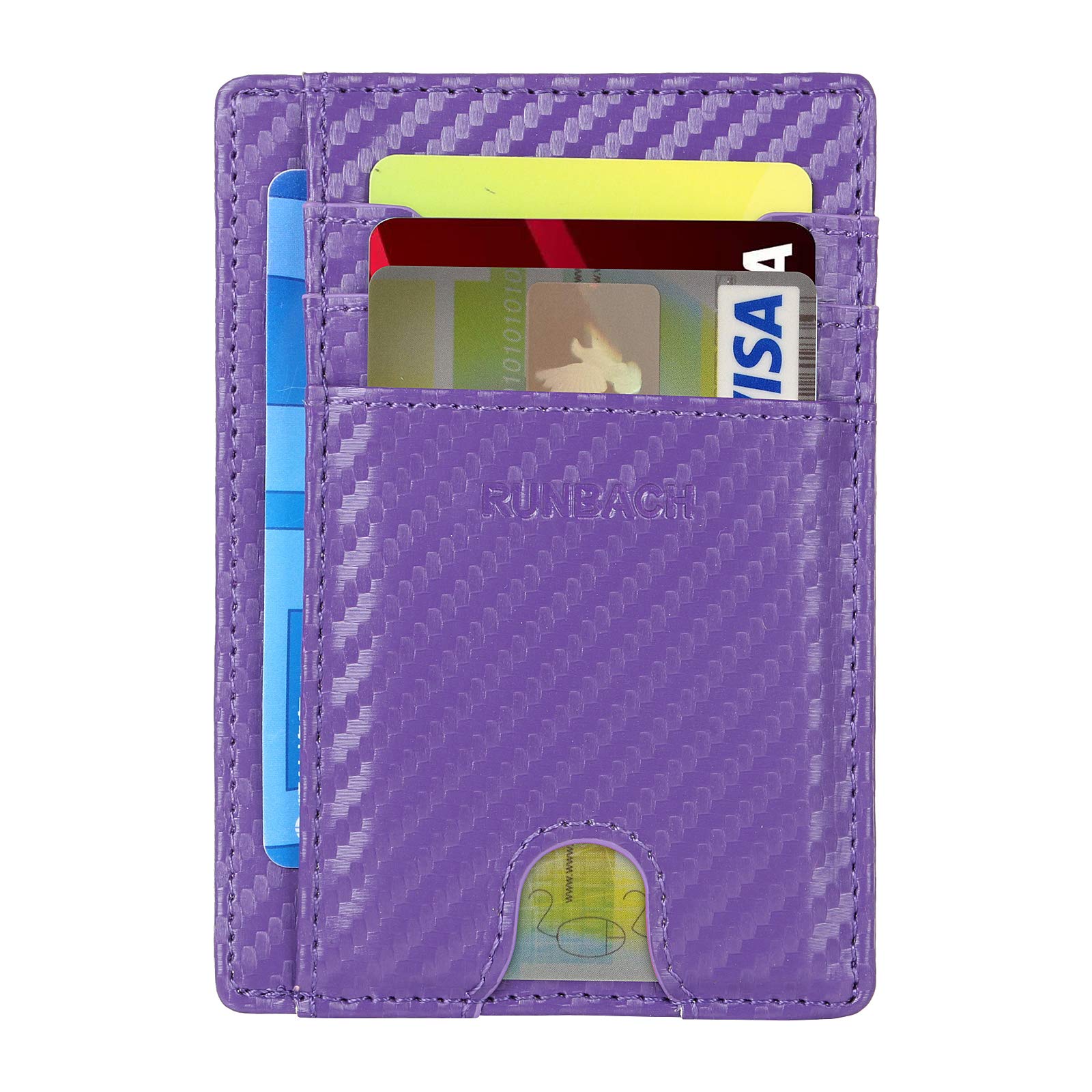 RUNBACH Slim Wallet,Minimalist Thin Front Pocket Leather Wallet RFID Blocking Secure Card Holder for Men Women,Gift-Boxed (Purple)