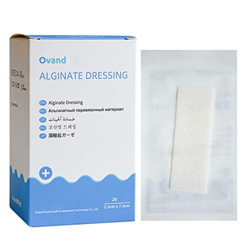 Calcium Alginate Wound Dressing Pads-Antimicrobial, Non-Stick Padding, Sterile, Highly Absorbent & Comfortable| Flexible & Gentle on The Skin, Faster Healing(1"X 3",20-Pack)
