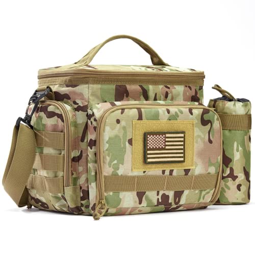 HEMEKUNST Tactical Lunch Bag for Men Insulated Lunch Box Leakproof Large Capacity with MOLLE Water Bottle Pouch and Adjustable Shoulder Starp Lunchbox for Work Picnicļ¼Greenļ¼