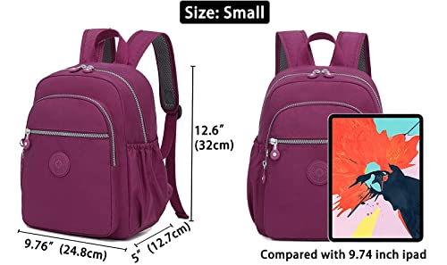 KAIERWOKE Small Nylon Backpack Mini Casual Lightweight Daypack Backpacks for Women (Light purple)