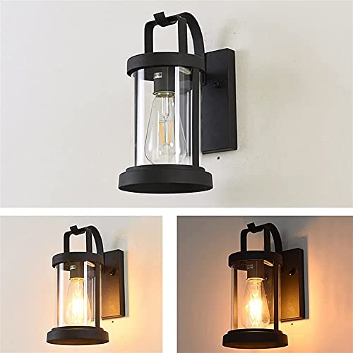 Rustic Farmhouse Wall Lanterns Outdoor Waterproof Wall Sconce Exterior Wall Mount Black Porch Light with Clear Glass Shade for Home Patio Garden Garage Lighting