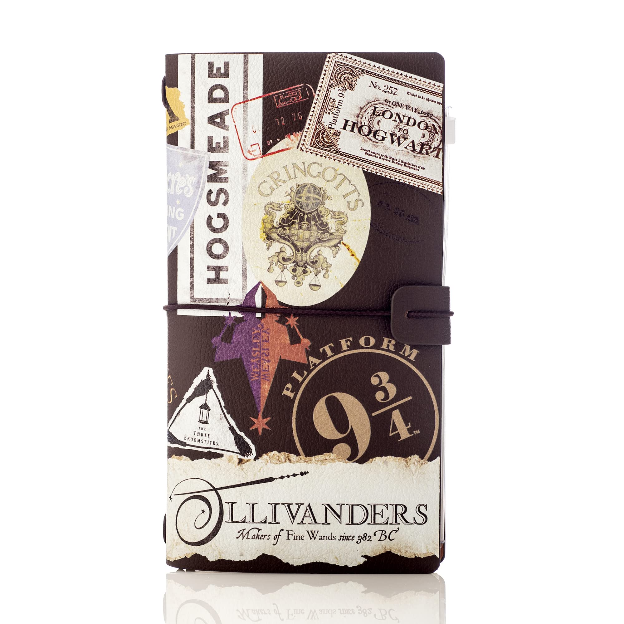 CON*QUEST Conquest Journals Harry Potter Travel Journal, Vegan Leather, 3 Inserts, 5 Bands, 2 Antiqued Binder Clips and Zipper Pouch. Designed For Everyday, Both Work and Play