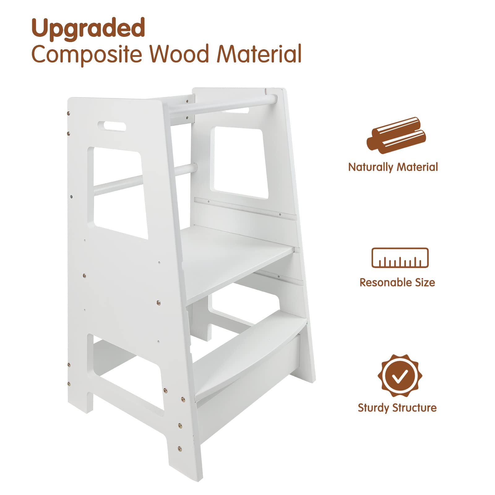 DEARYOU Toddler Stool Tower,Toddler Kitchen Stool, Kitchen Standing Helper Stool for Toddlers,Toddler Stool for Kitchen Counter, Learning Kitchen Tower for Toddlers, Helper Standing Tower, Natural