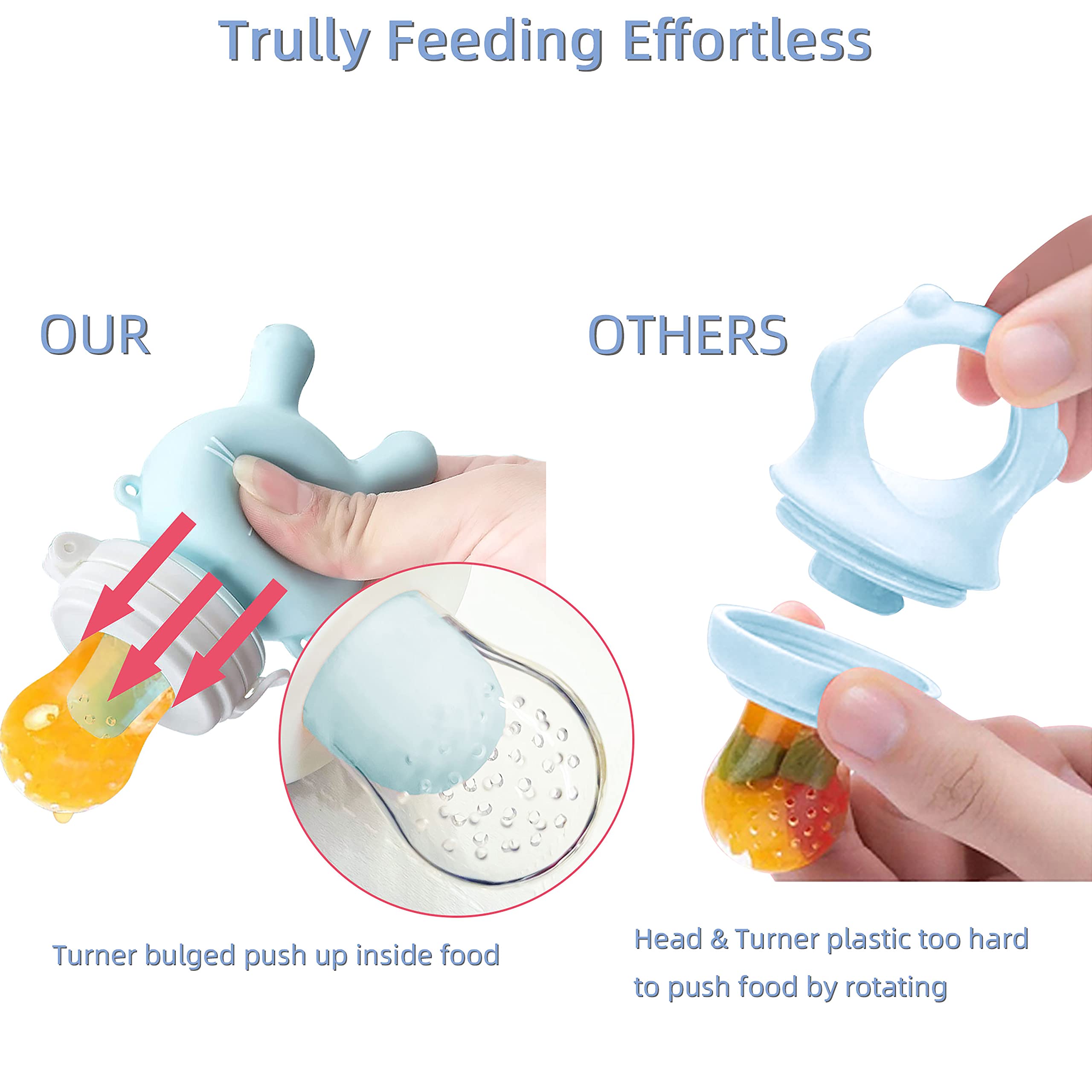 Cosermart Baby Fruit Food Feeder Pacifier Pink- Supersoft Silicone Mesh Teether, Girl Boy Milk Frozen Teethers, Relief Teething Toys for Babies 0-6-12-18 Months (Include Extra Storage Case)