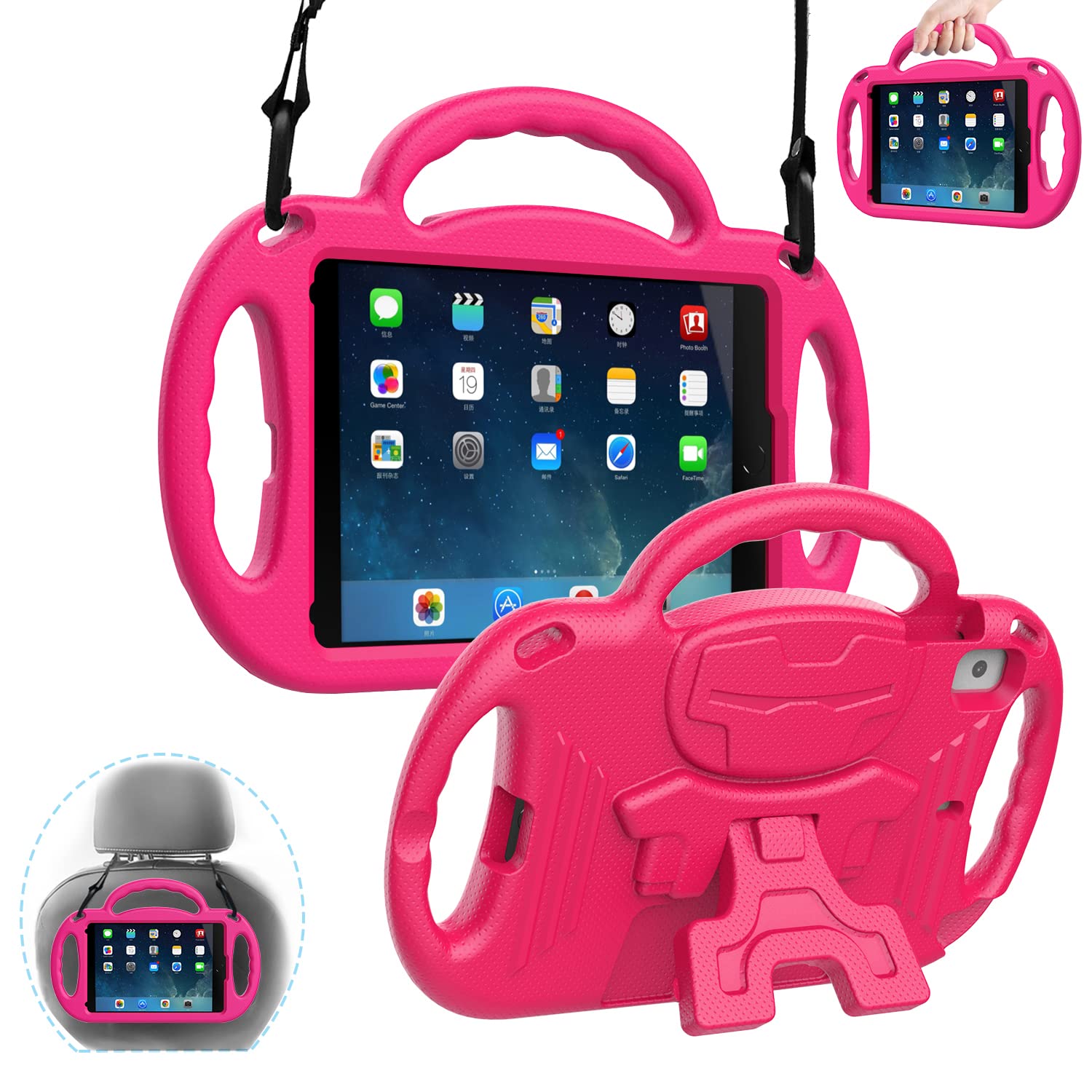 eTopxizu Kids Case for iPad Mini 5/4/3/2/1 (7.9 inch), Shoulder Strap Shockproof Handle Friendly Convertible Stand Kids Case for iPad Mini 5th (2019),4th, 3rd, 2nd, 1st Generation- Blue