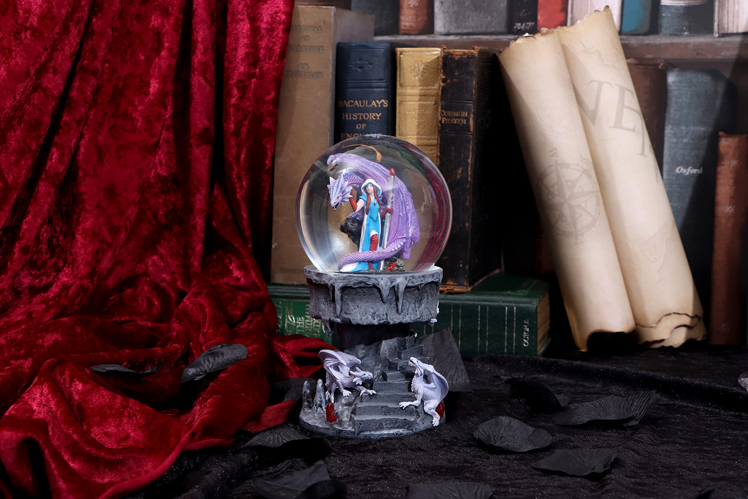 Nemesis Now Anne Stokes Dragon Mage Snowglobe Shaker, Polyresin, Purple, 18.5cm
