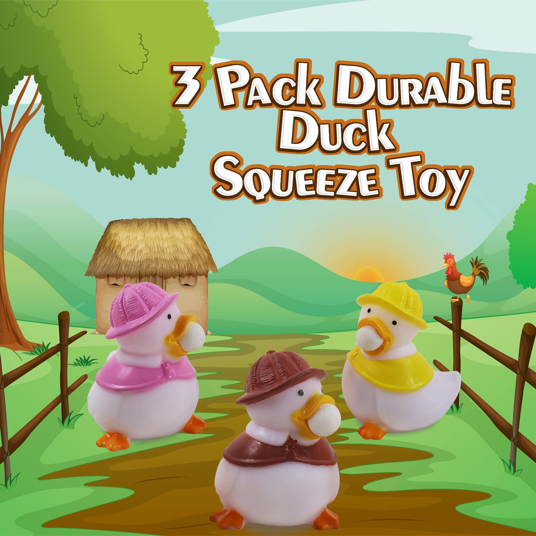 LAKIGATE Fidget Toys,Cute Duck Squishy Toys,3 Pack,Fidgets for Kids and Adults,Squishies for Autism, ADHD and Quitting Bad Habits,Non-Toxic