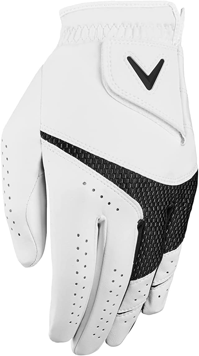 Callaway Golf Weather Spann Premium Synthetic Golf Glove (White, 2-Pack, Standard, X-Large, Worn on Right Hand)