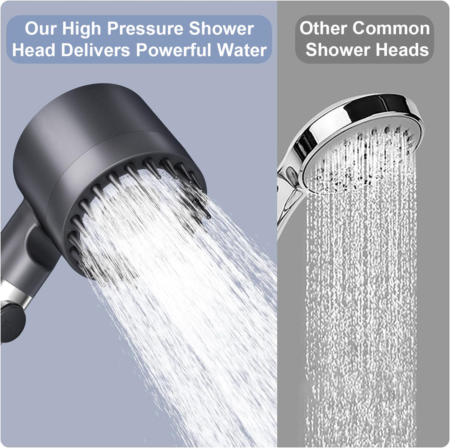 Filtered Shower Head with Handheld, High Pressure Shower Heads 4 Modes with 60 Inch Hose & Adjustable Bracket, Detachable Shower Filter Head for Hard Water with ON/OFF Switch for Bathroom