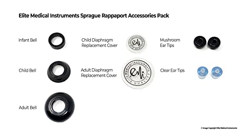 Elite Medical Instruments EBE-340-Pink Sprague Rappaport Stethoscope with Black Aneroid Sphygmomanometer Blood Pressure Cuff Set